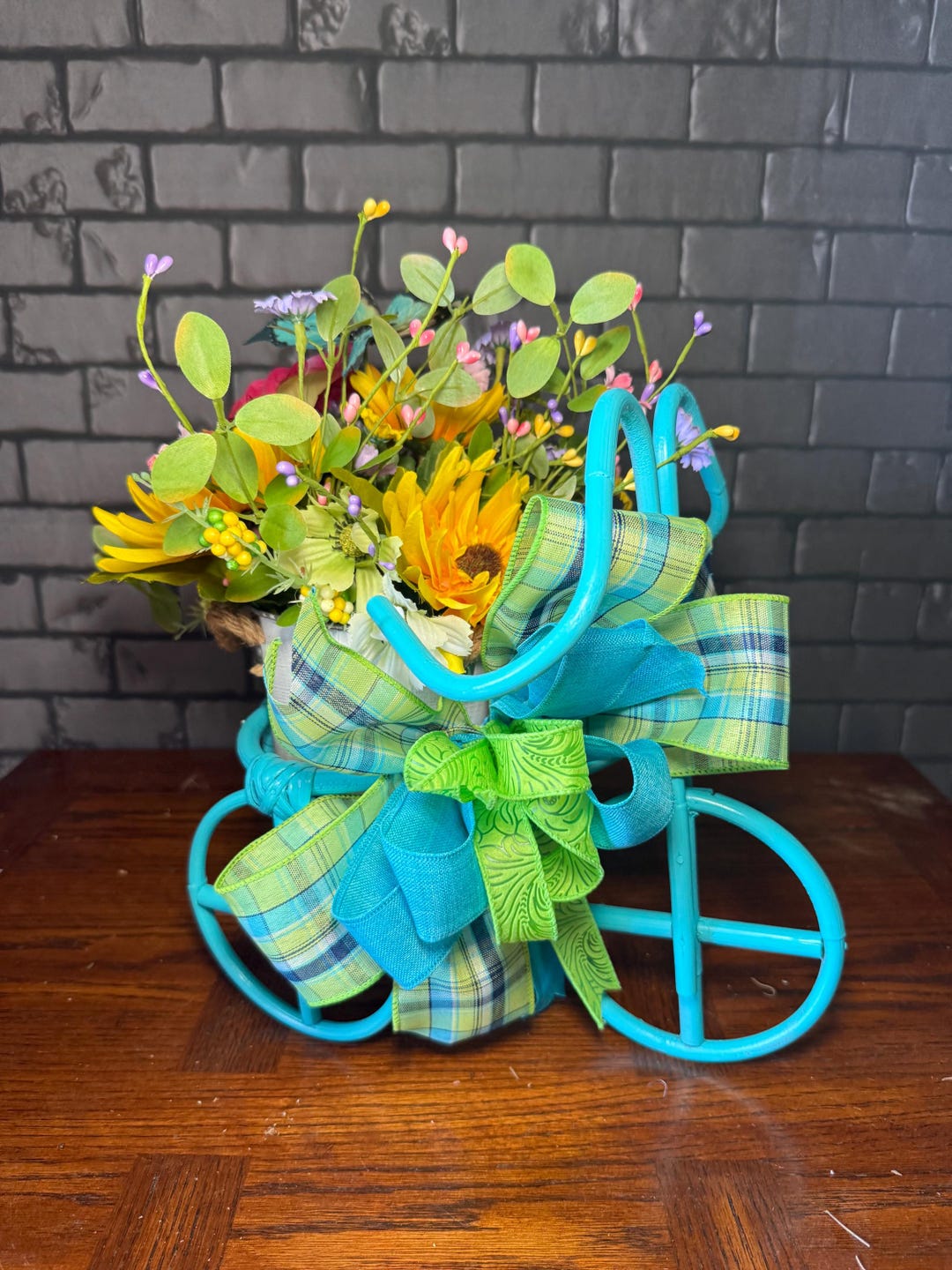 Floral Arrangement in Blue Tricycle With Butterfly - Etsy
