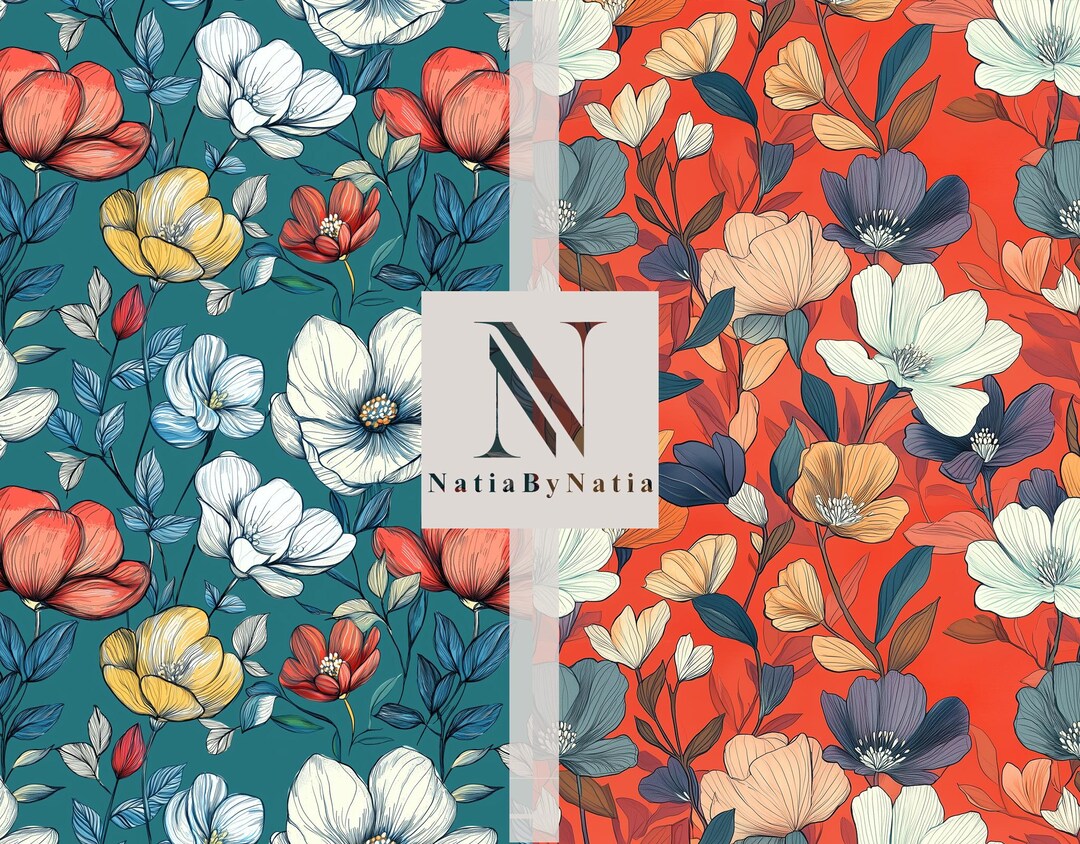 Seamless Floral Pattern Set: Commercial Use, Printable Art (digital ...