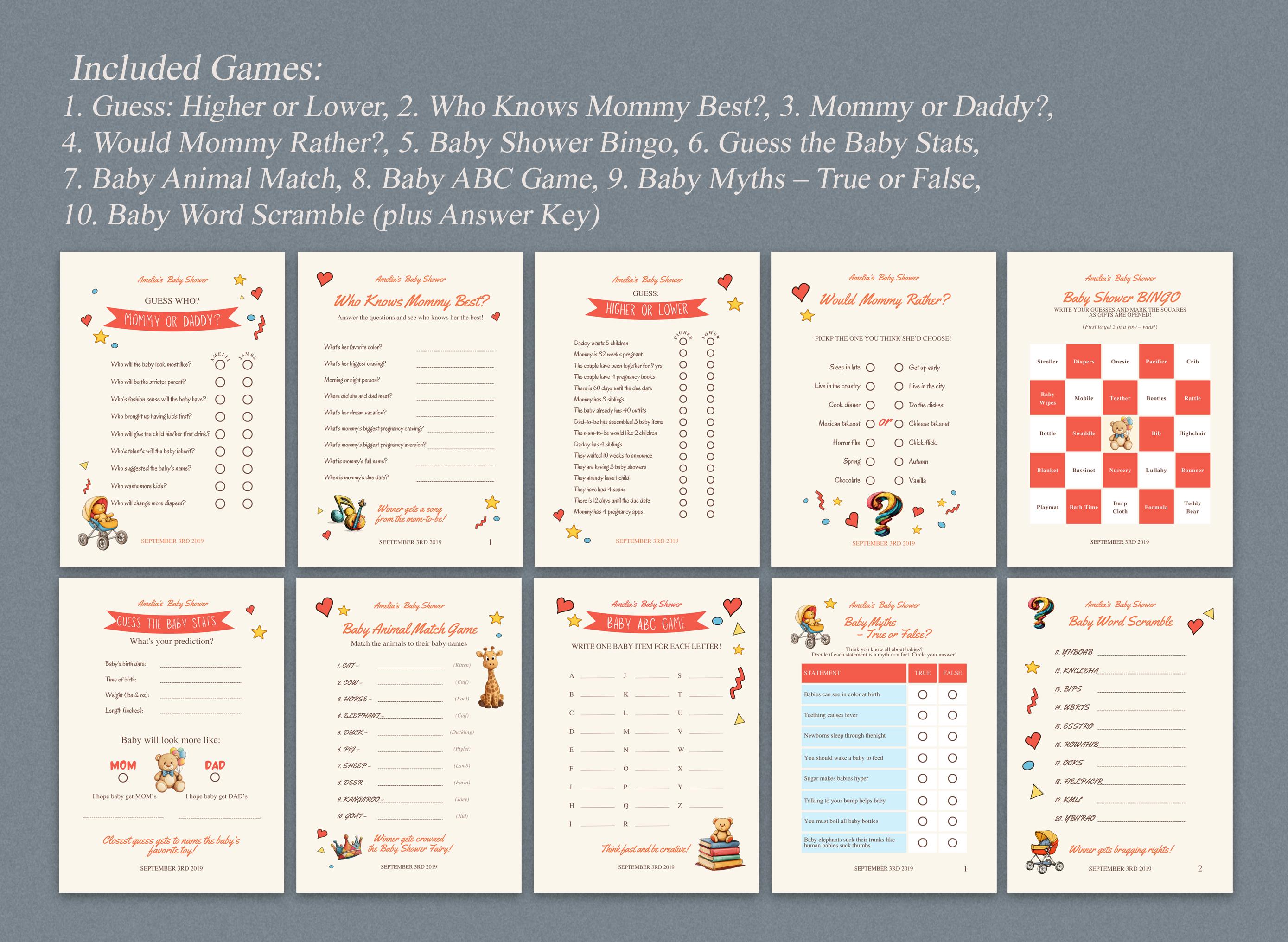Teddy Bear Baby Shower Game Bundle: 10 Printable Games (canva Editable ...