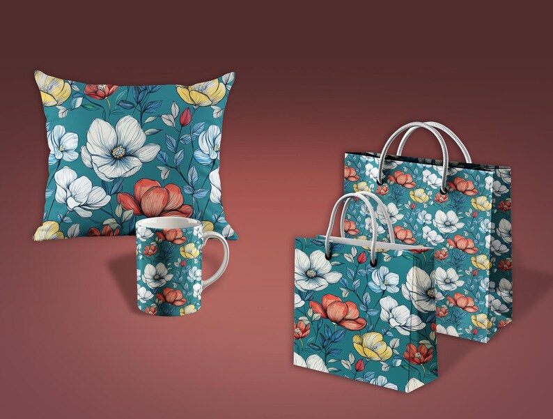 Seamless Floral Pattern Set: Commercial Use, Printable Art (digital ...