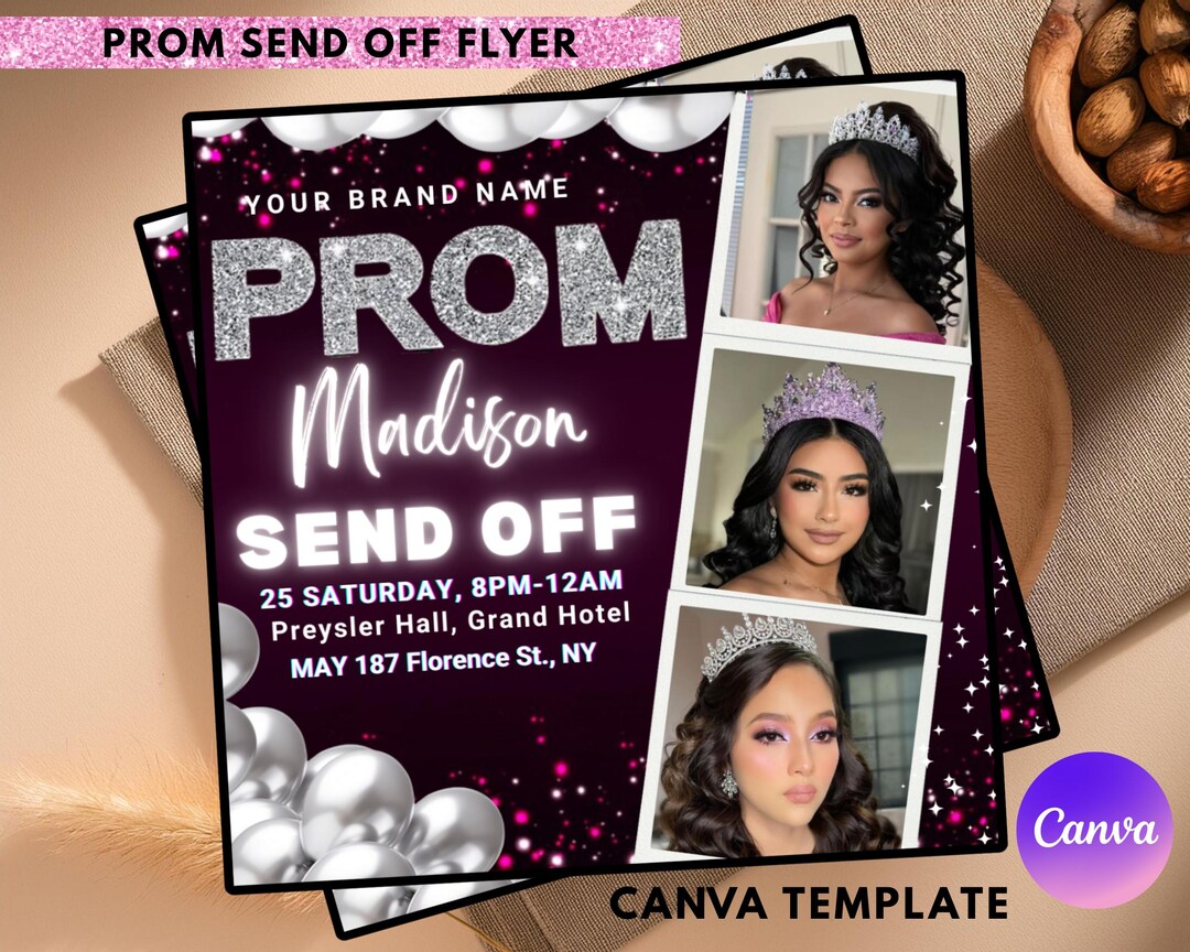Editable Prom Send off Flyer, Prom Send off Flyers Black & Silver for ...