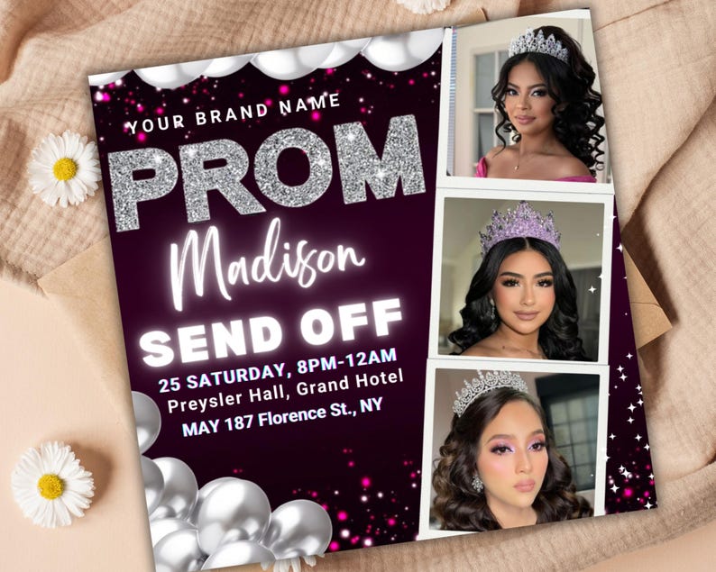 Editable Prom Send off Flyer, Prom Send off Flyers Black & Silver for ...
