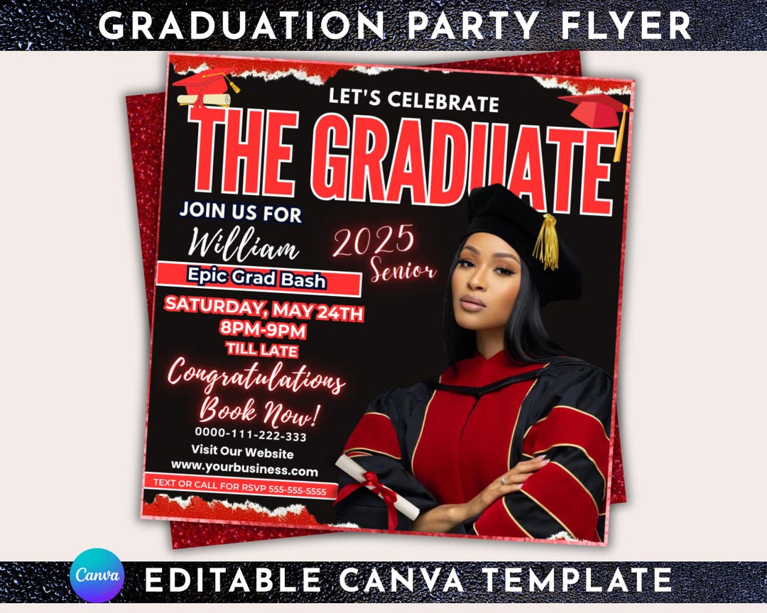 Graduate Flyer, Graduation Party Flyer, Class of 2025 Flyer, College ...