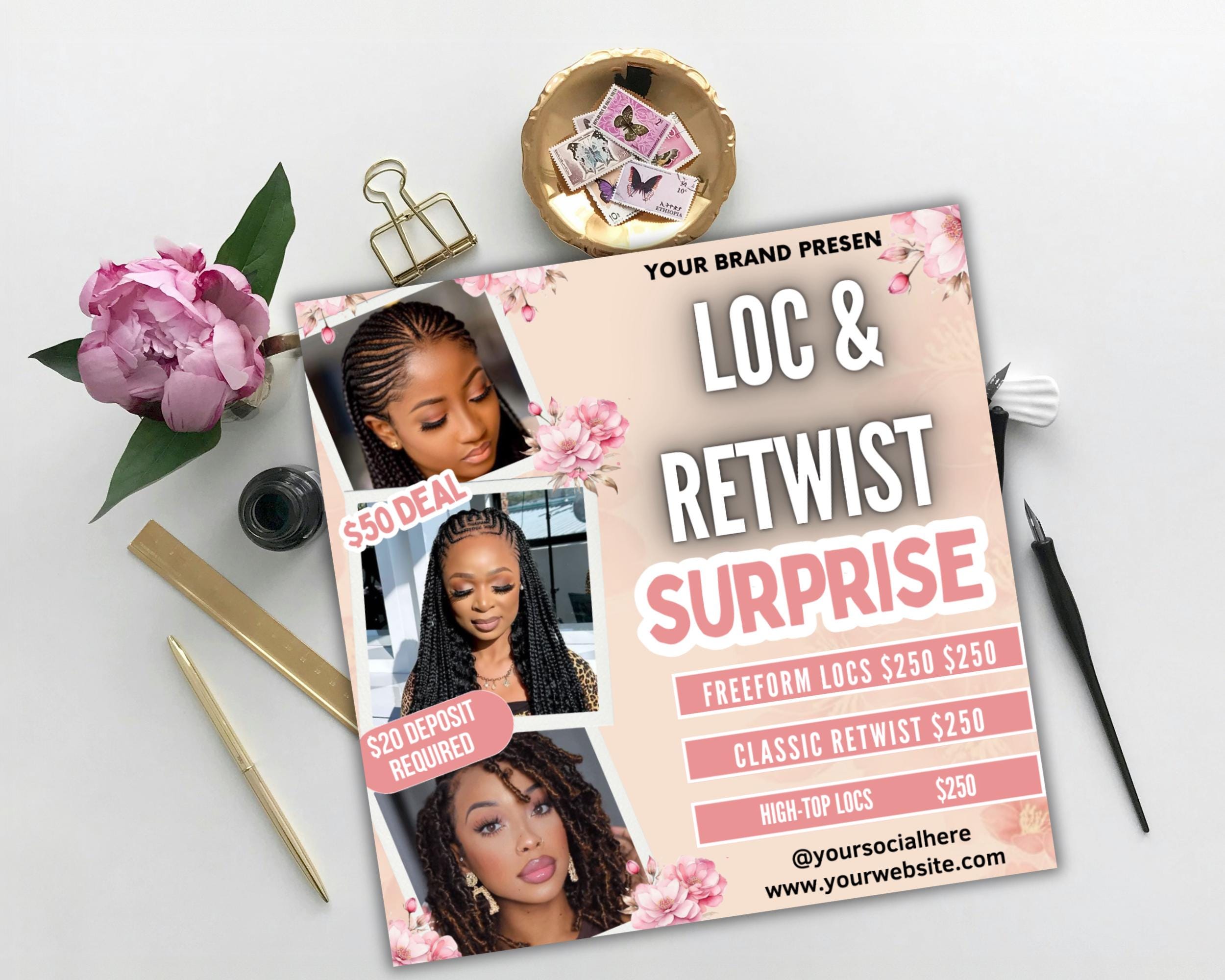 Locs Specials Flyer, Booking Flyer, DIY Flyer Template Design, Loc and ...