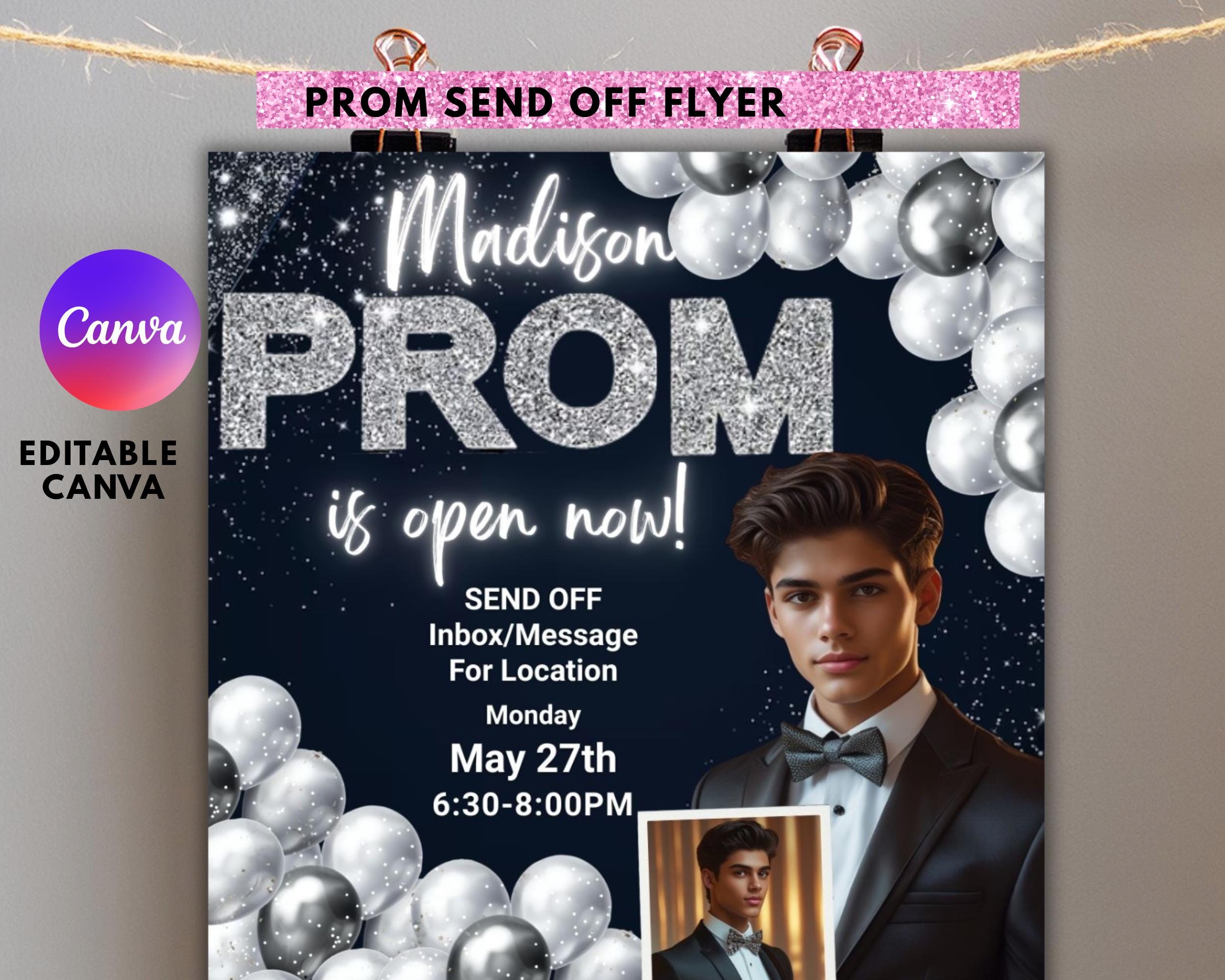 Black & Silver Prom Flyer, Canva Template - Etsy