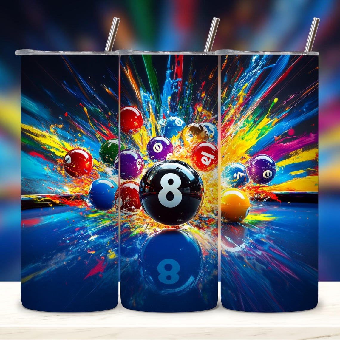 Billiards Tumbler Wrap PNG Design, 20 Oz Skinny Tumbler Sublimation ...