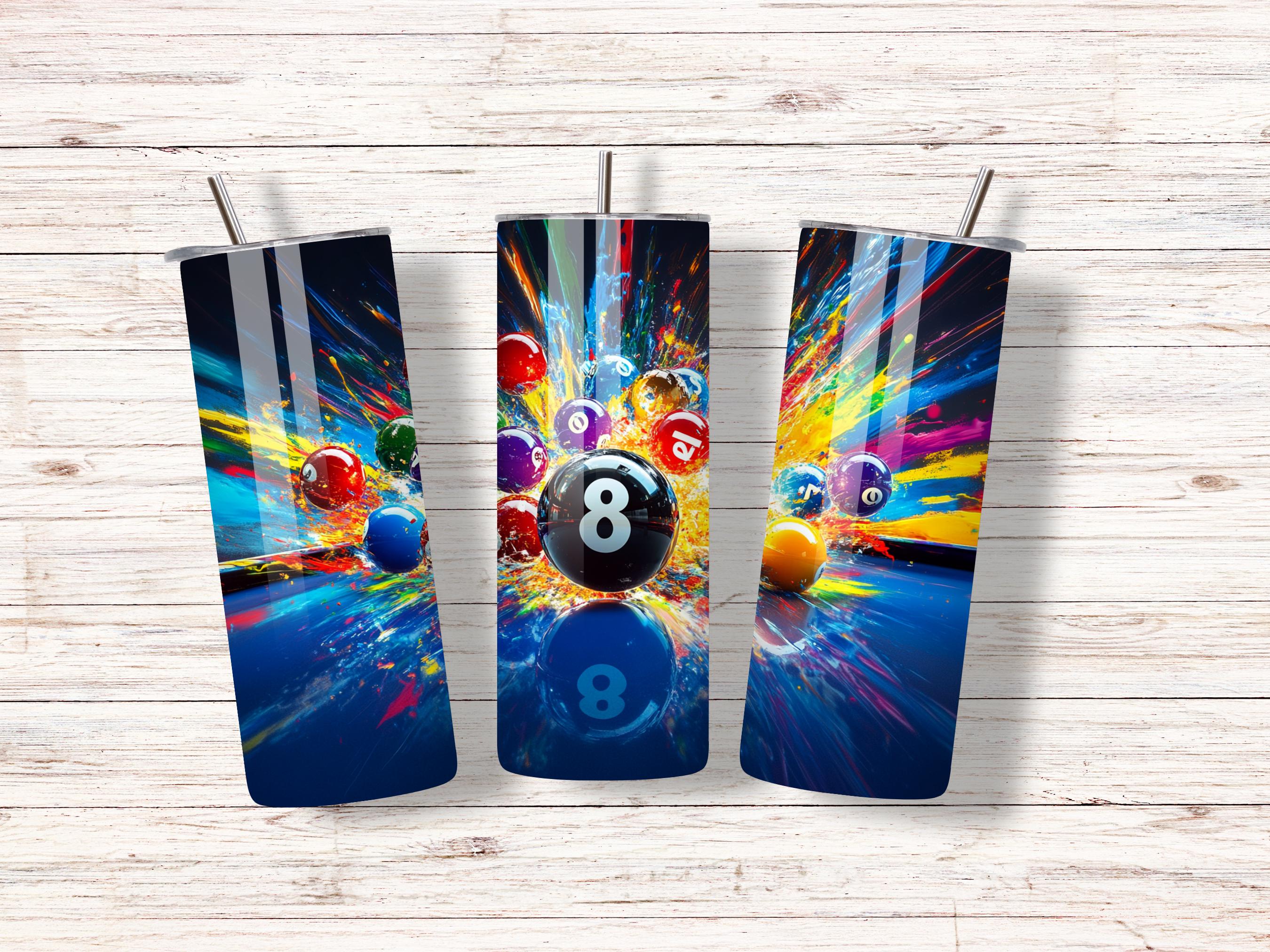 Billiards Tumbler Wrap PNG Design, 20 Oz Skinny Tumbler Sublimation ...