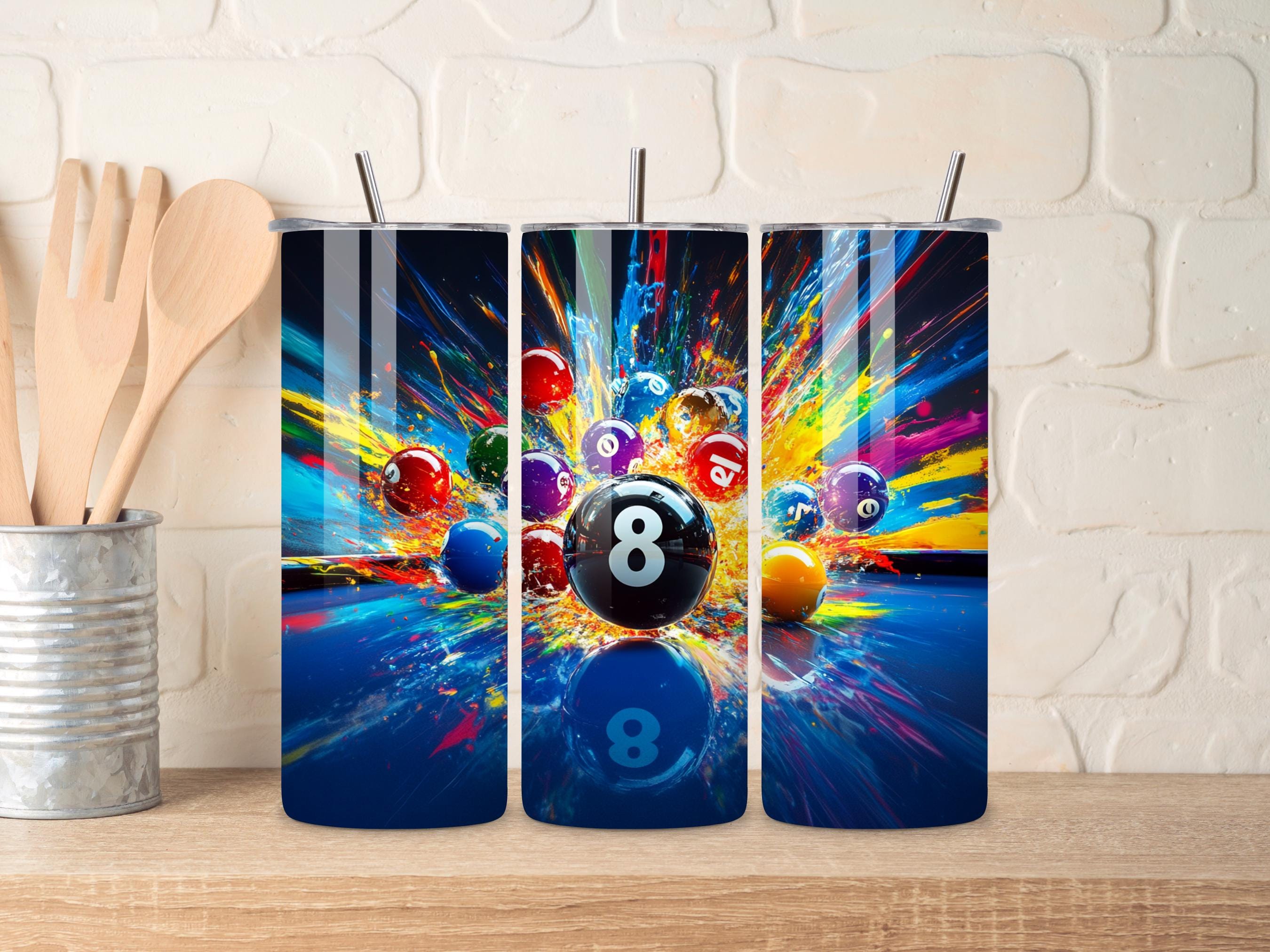 Billiards Tumbler Wrap PNG Design, 20 Oz Skinny Tumbler Sublimation ...