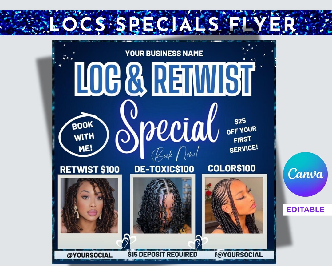 Locs Specials Flyer, Party Flyer, Booking Flyer, Hair Flyer, Braid ...