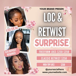 Locs Specials Flyer, Booking Flyer, DIY Flyer Template Design, Loc and ...