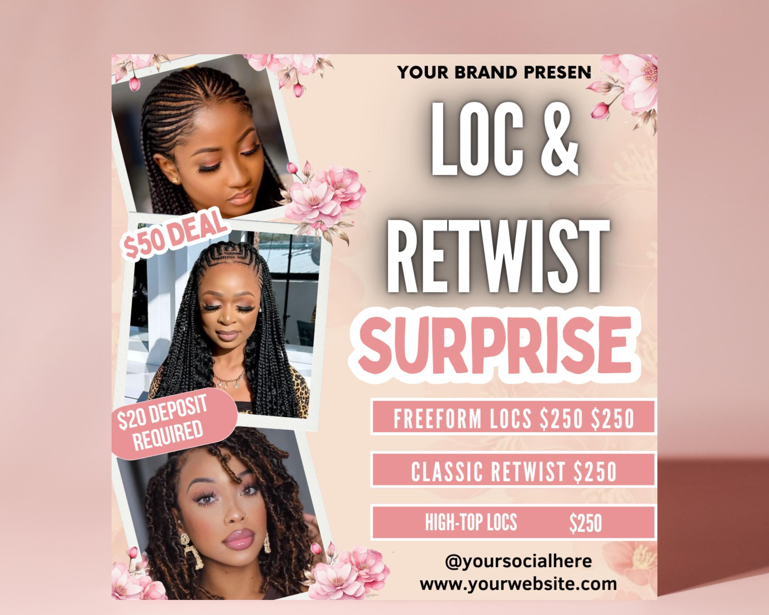 Locs Specials Flyer, Booking Flyer, DIY Flyer Template Design, Loc and ...