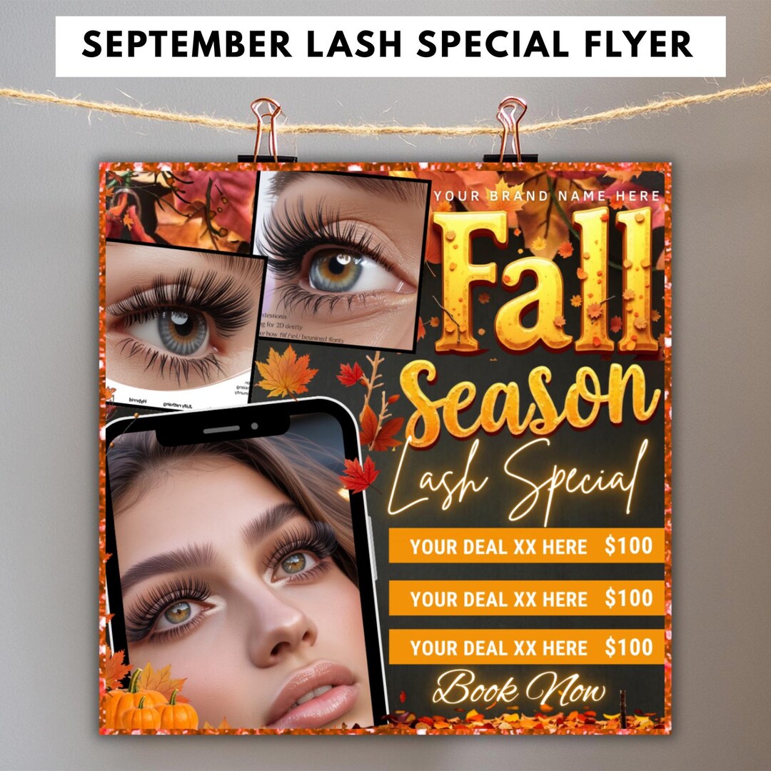 September Booking Flyer Template, Canva Editable Lash Special, Beauty ...