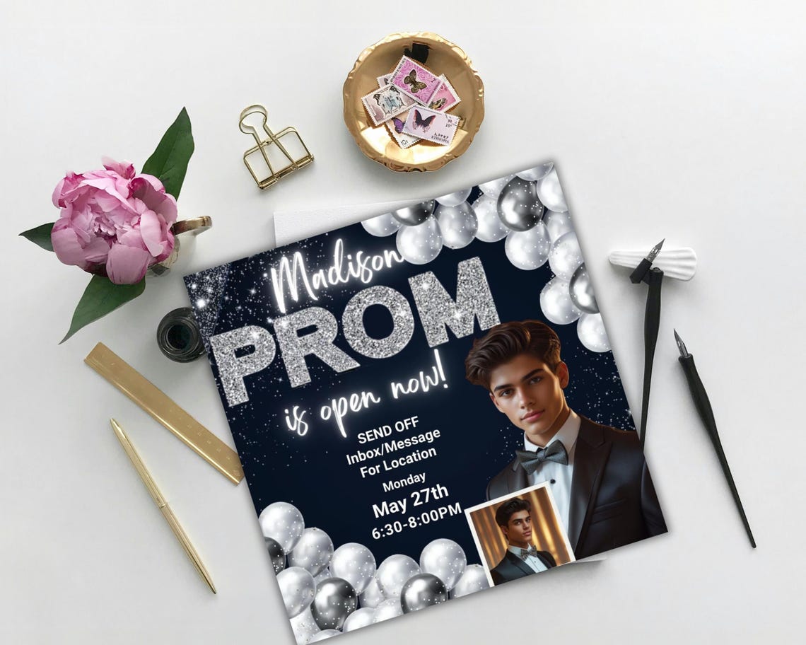 Black & Silver Prom Flyer, Canva Template - Etsy