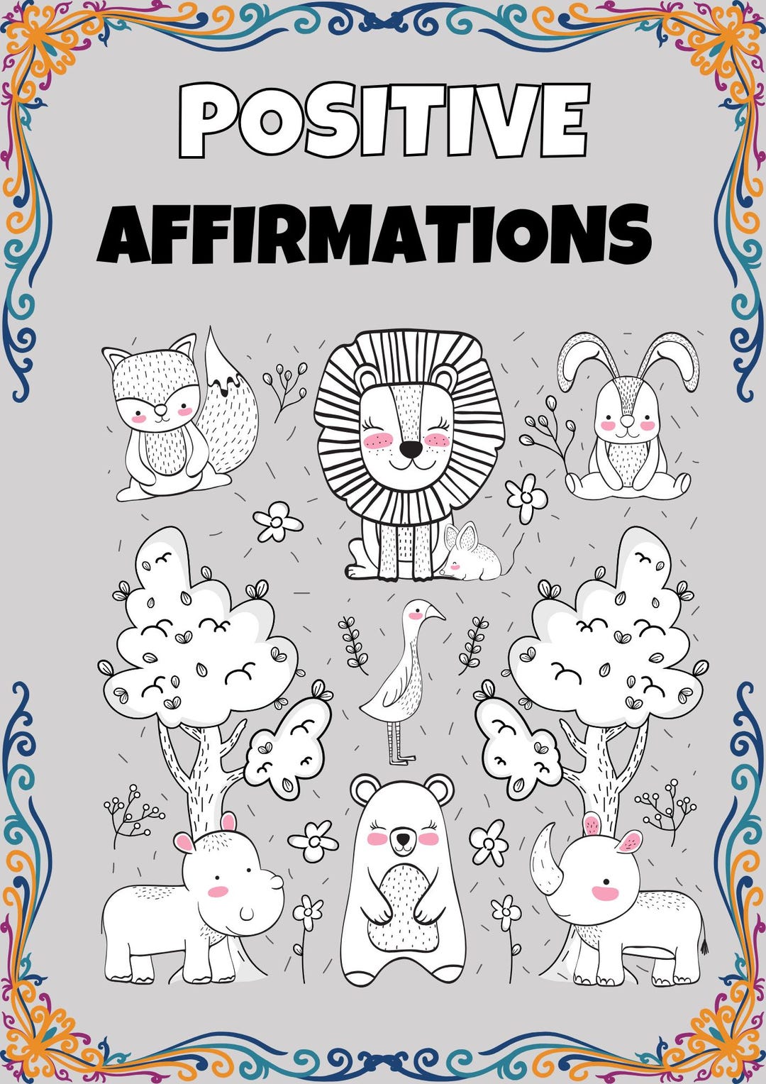 Wild Animals Positive Affirmations Coloring Book - Etsy Australia