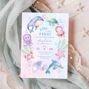 Under the Sea 5th Birthday Invitation | Editable Ocean Party Template ...