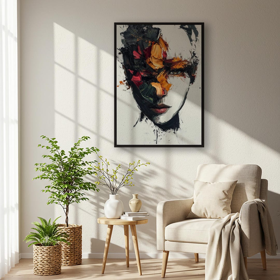 Abstract Expressionist Face Wall Art – Bold Emotional Portrait With ...