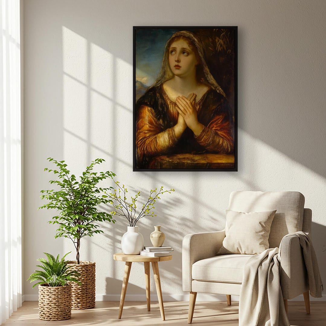 Classic Renaissance Religious Art Poster – Vintage Prayer Portrait ...
