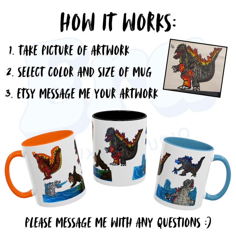 Personalized Kids Drawing Mug, Custom Childs Illustration Coffee Cup ...