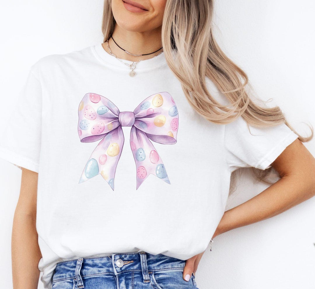 Coquette Bow Easter Shirt, Easter Bow T-shirt, Shirt for Easter, Cute ...