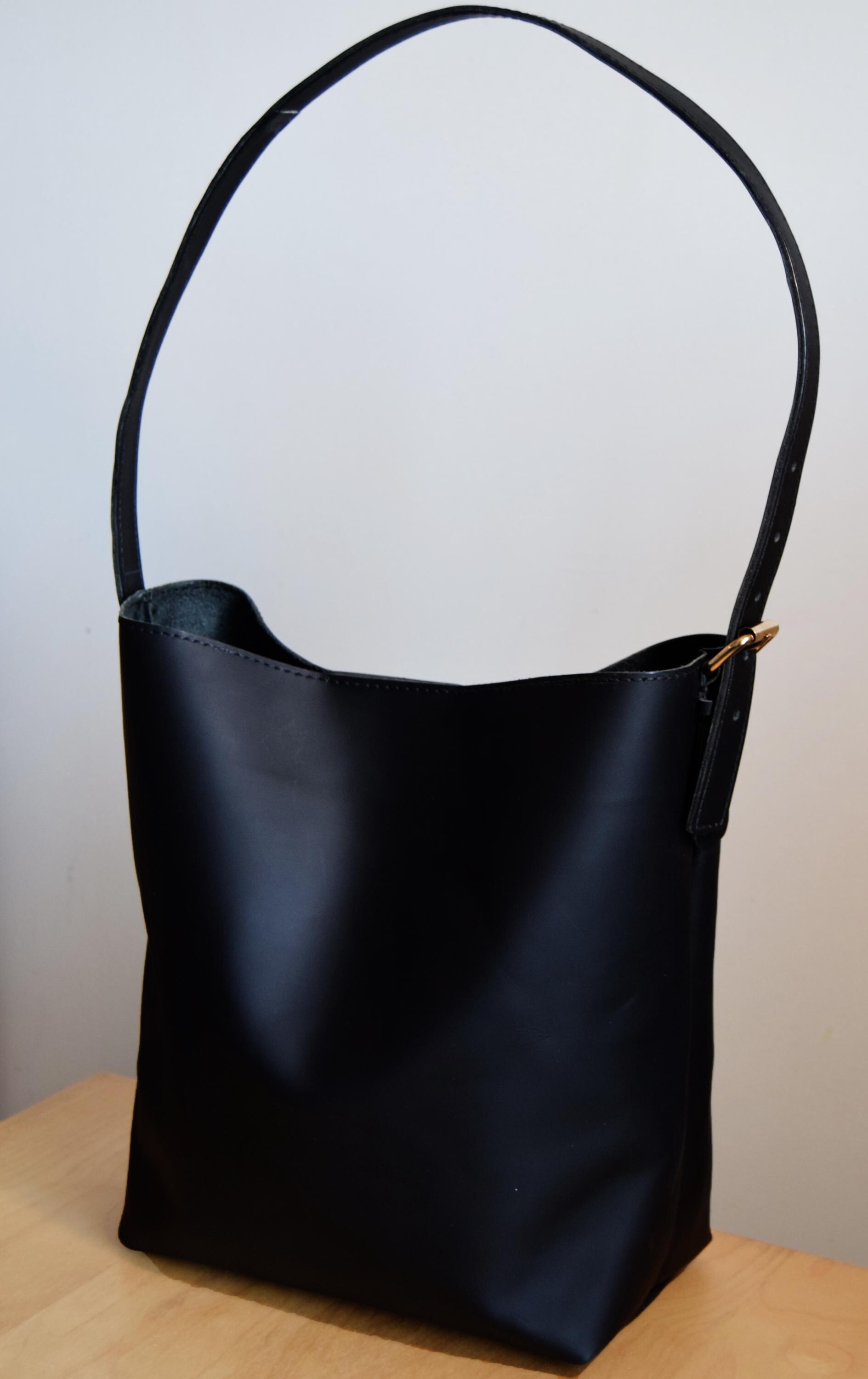 Essential Bucket Tote Bag – Handmade Black Leather Shoulder Purse ...