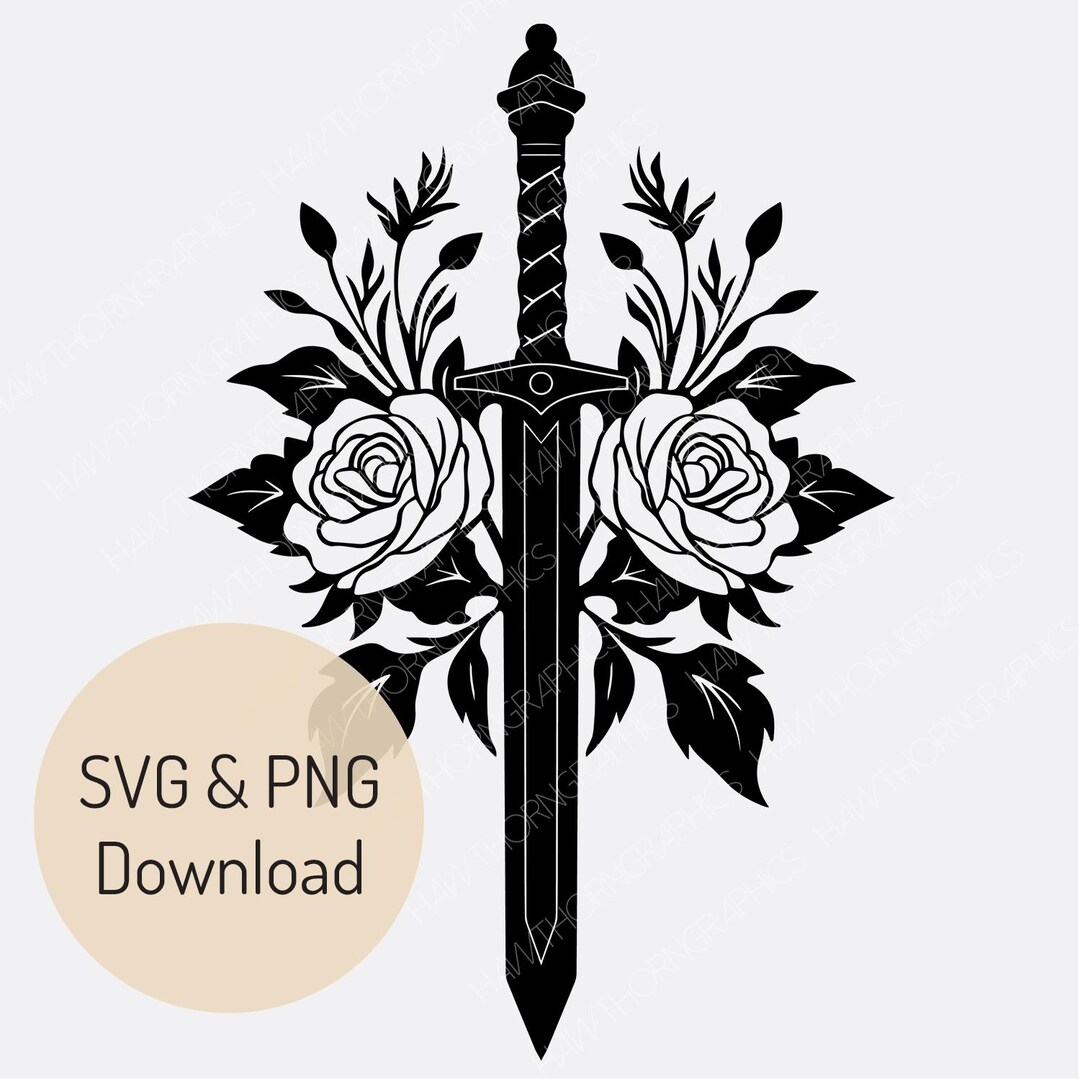 Floral Sword SVG, Flower Sword SVG, Floral Dagger PNG, Flower Sword ...