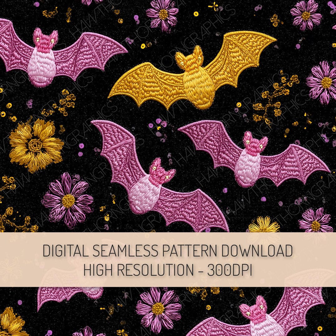 Cute Bats Seamless Pattern PNG Digital Download, Halloween Bats Repeat ...