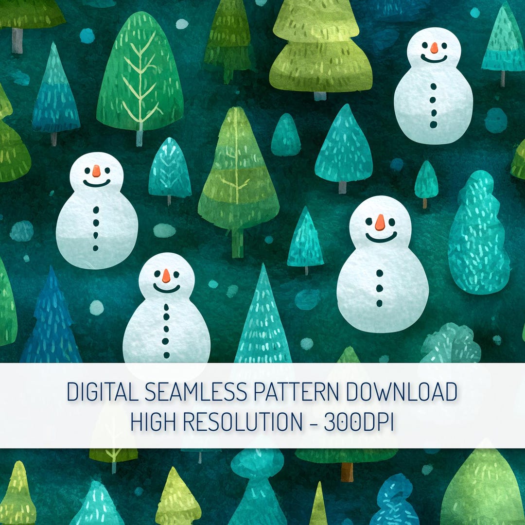 Snowman Repeat Pattern PNG Digital Download, Christmas Tree Seamless ...