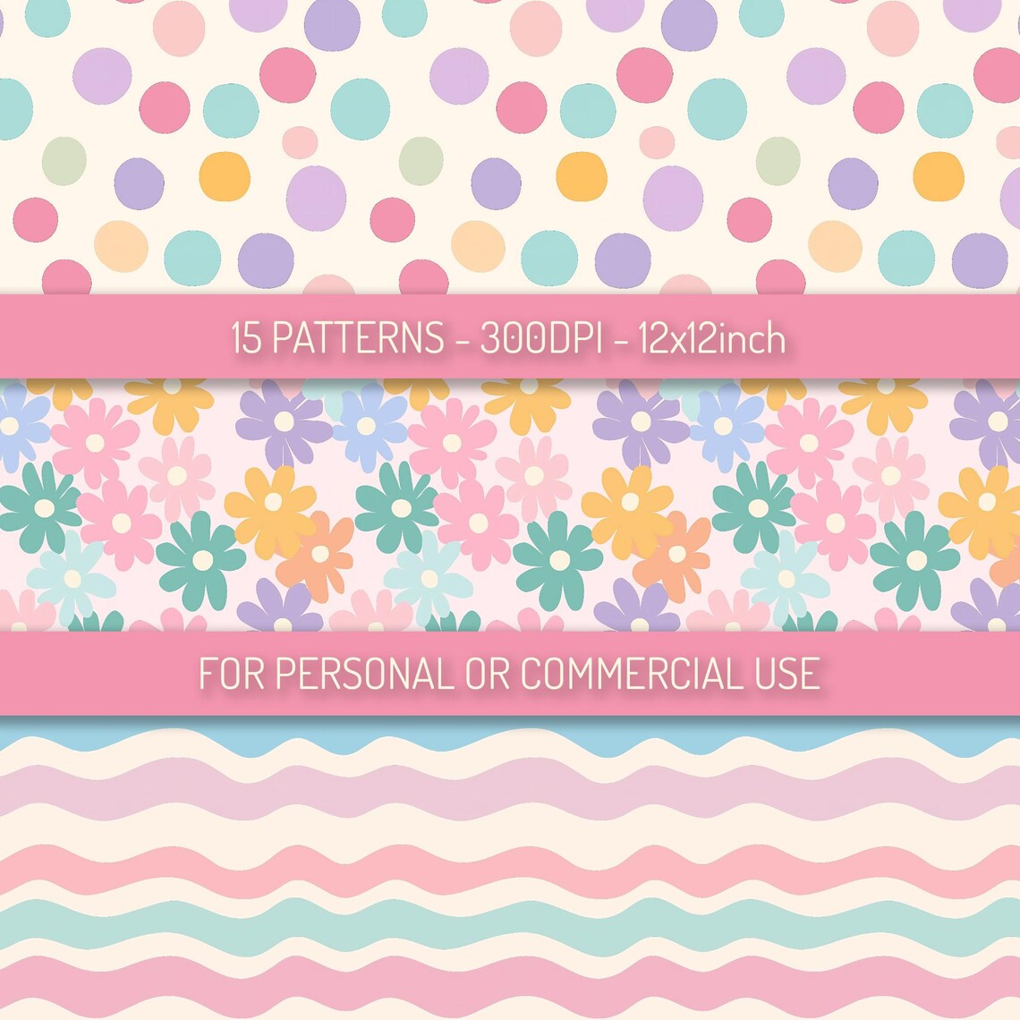 Abstract Pastel Seamless Patterns PNG Digital Download - Cute Fun ...