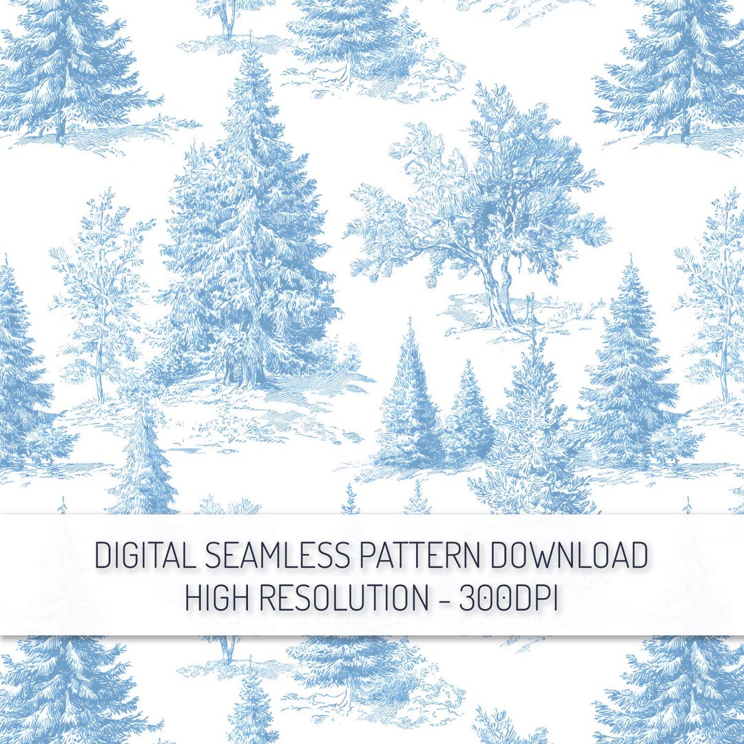 Christmas Toile Seamless Pattern PNG Digital Download, Vintage Repeat ...