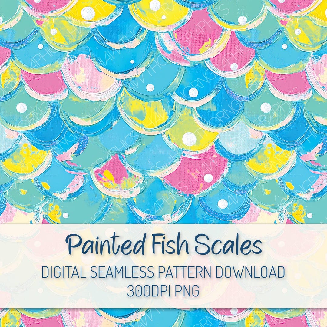 Fish Scale Seamless Pattern PNG Digital Download, Mermaid Repeat ...