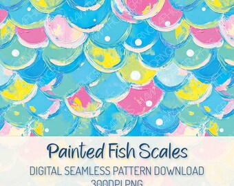 Fish Scale Seamless Pattern PNG Digital Download, Mermaid Repeat ...