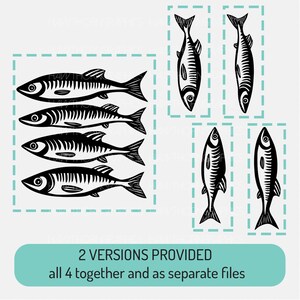 Sardines SVG PNG Digital Download, Fish Clipart, Sardine Stencil ...