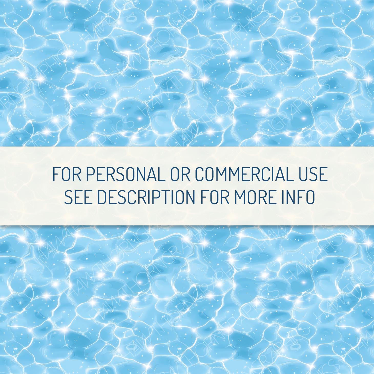 Sparkling Water Seamless Pattern PNG Digital Download, Blue Ocean ...