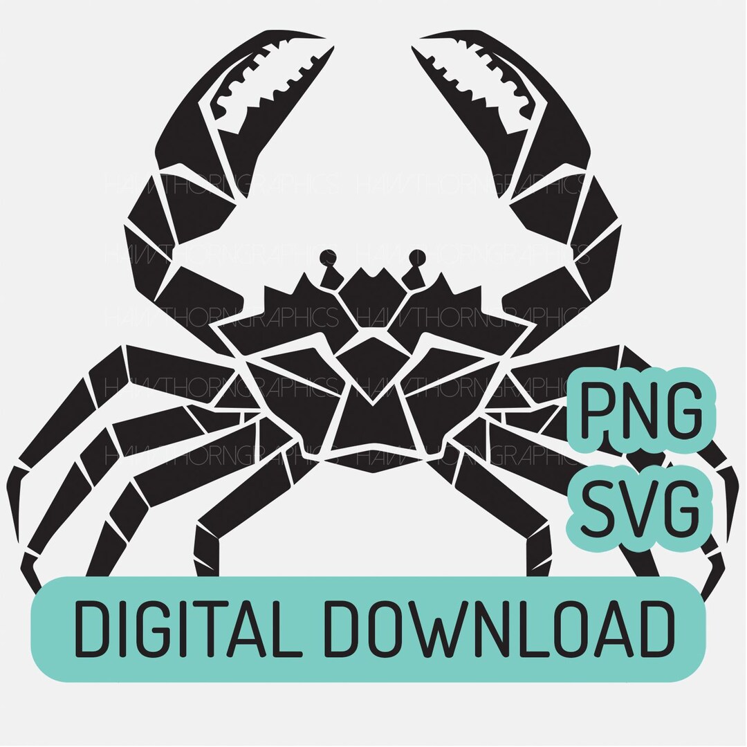 Crab Vector SVG PNG Digital Download, Crab Clipart, Crab Stencil, Crab ...