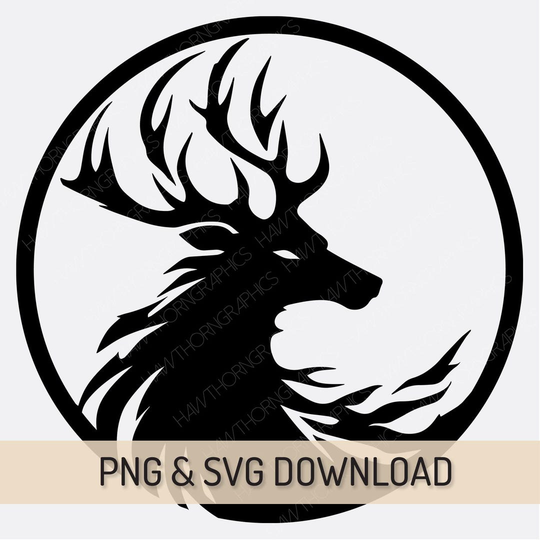 Deer SVG Deer Antlers PNG Digital Download, Deer Head Stencil, Deer ...