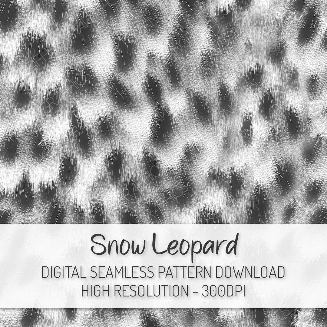 Snow Leopard Seamless Pattern PNG Digital Download, Leopard Fur Repeat Pattern, Spotted Fur ...