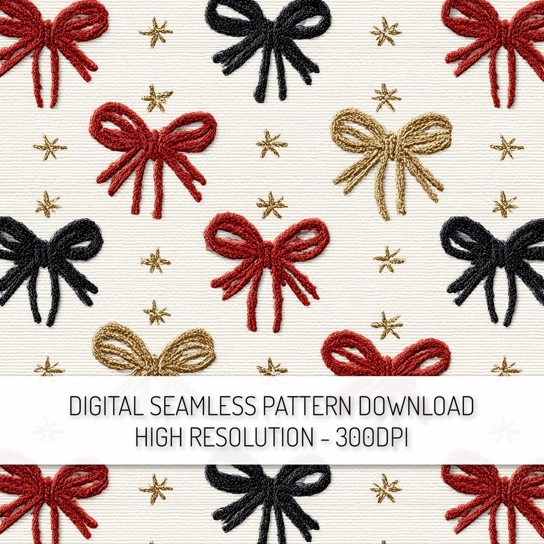 Coquette Bow Seamless Pattern PNG Digital Download, Christmas Bow ...