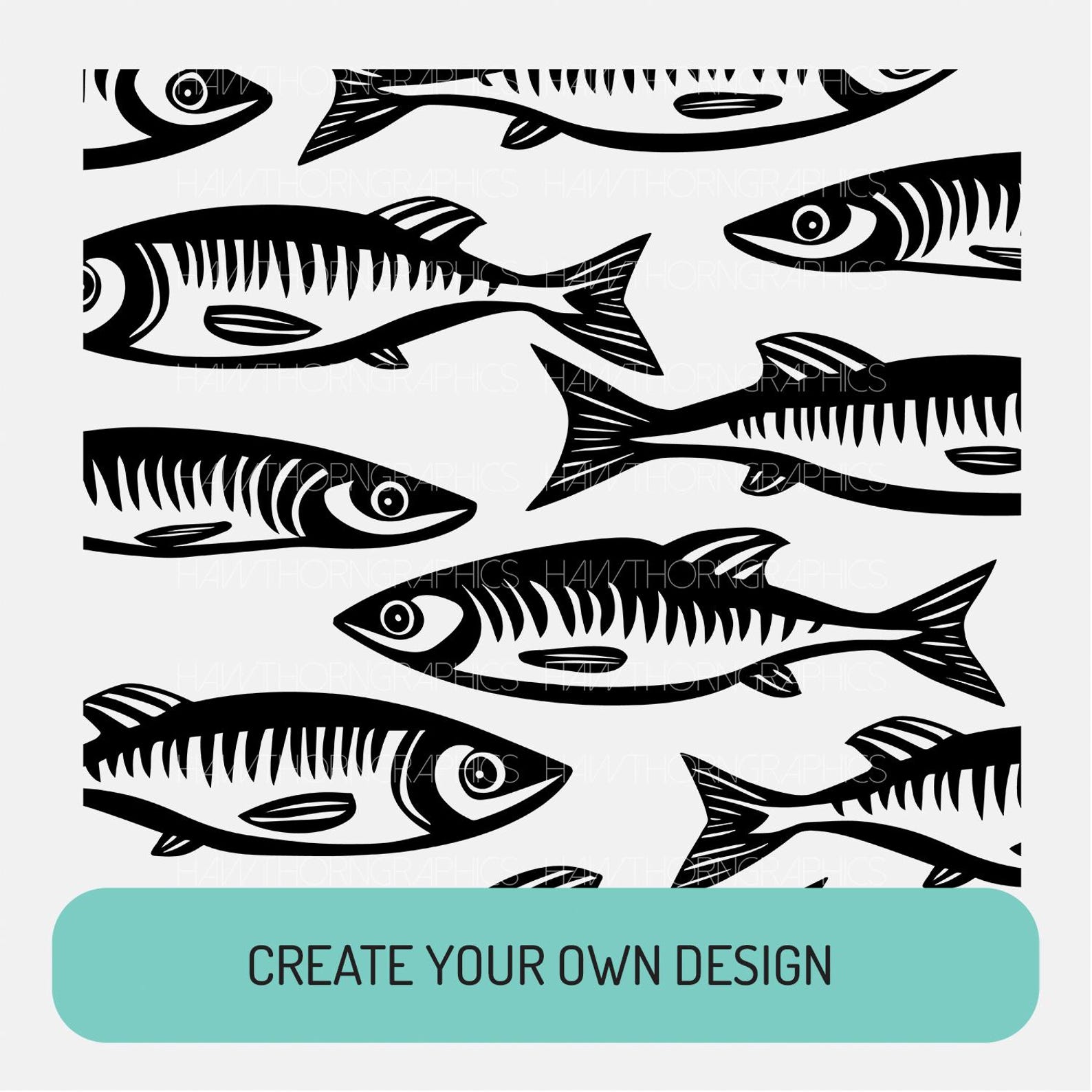 Sardines SVG PNG Digital Download, Fish Clipart, Sardine Stencil ...