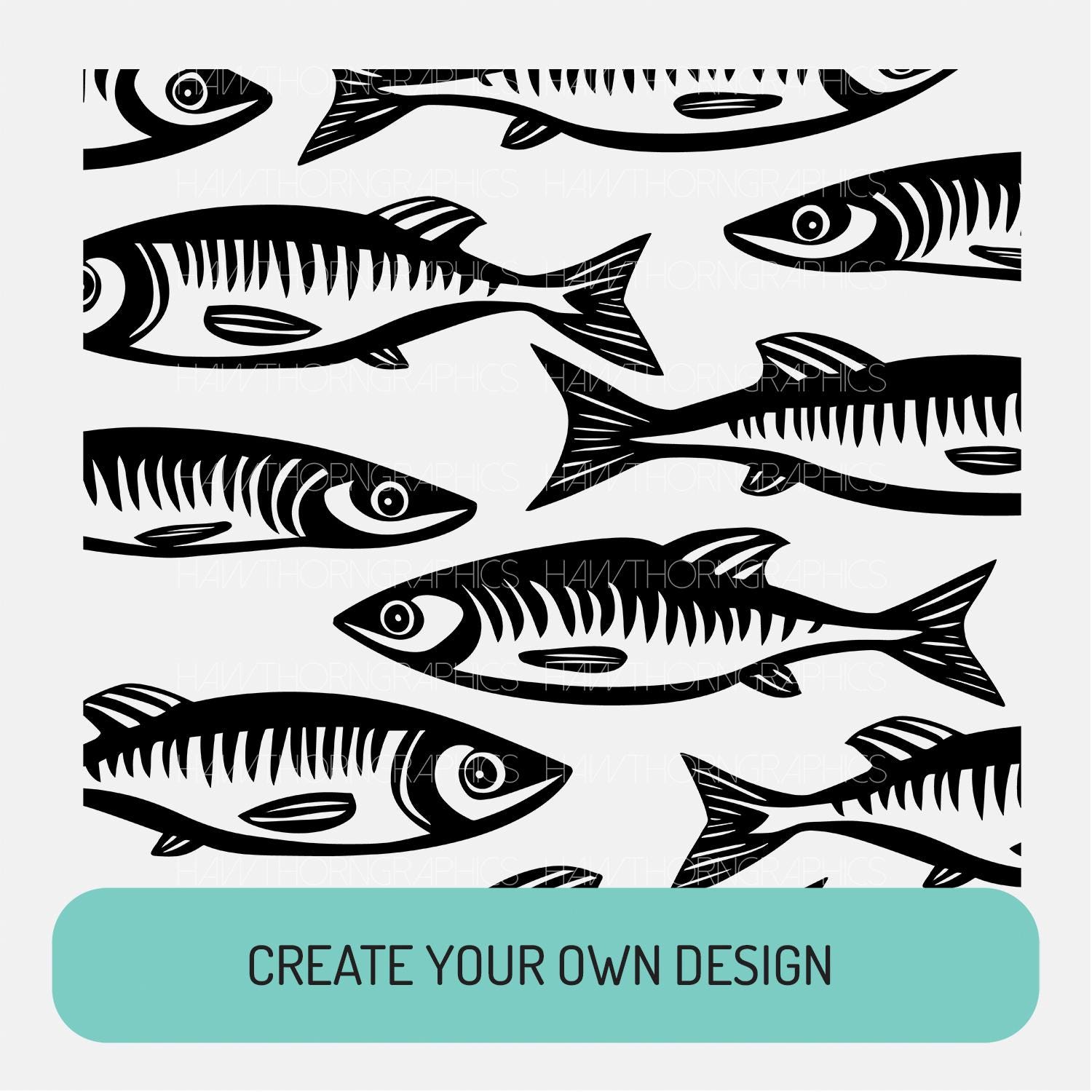Sardines SVG PNG Digital Download, Fish Clipart, Sardine Stencil ...