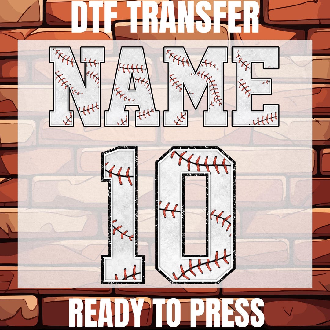 Custom Retro Baseball Name and Number DTF Ready to Press, Heat Transfer ...