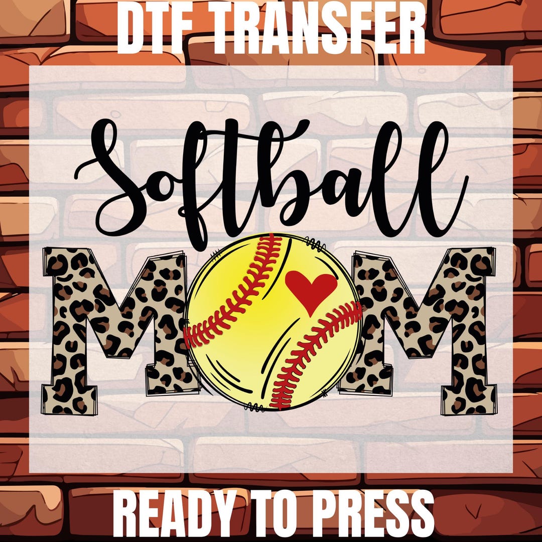 Softball Mom Leopard DTF Heat Transfer, Ready to Press Game Day ...