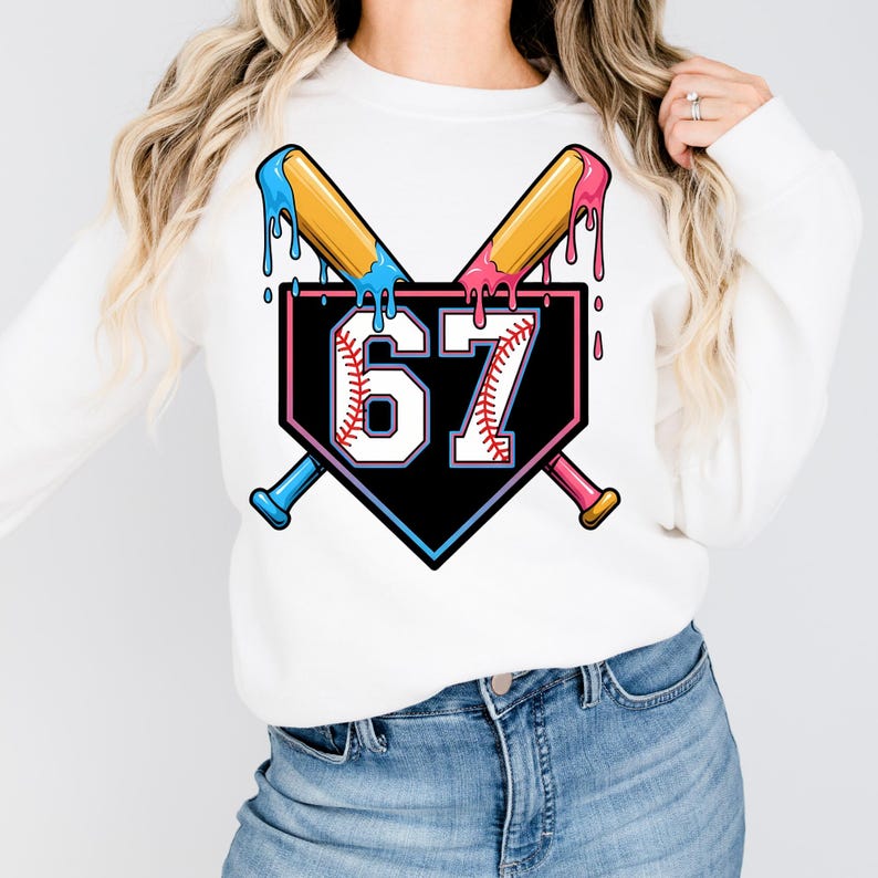67 Ice Cream Drip Baseball DTF Ready to Press, Funny Six Seven Meme ...