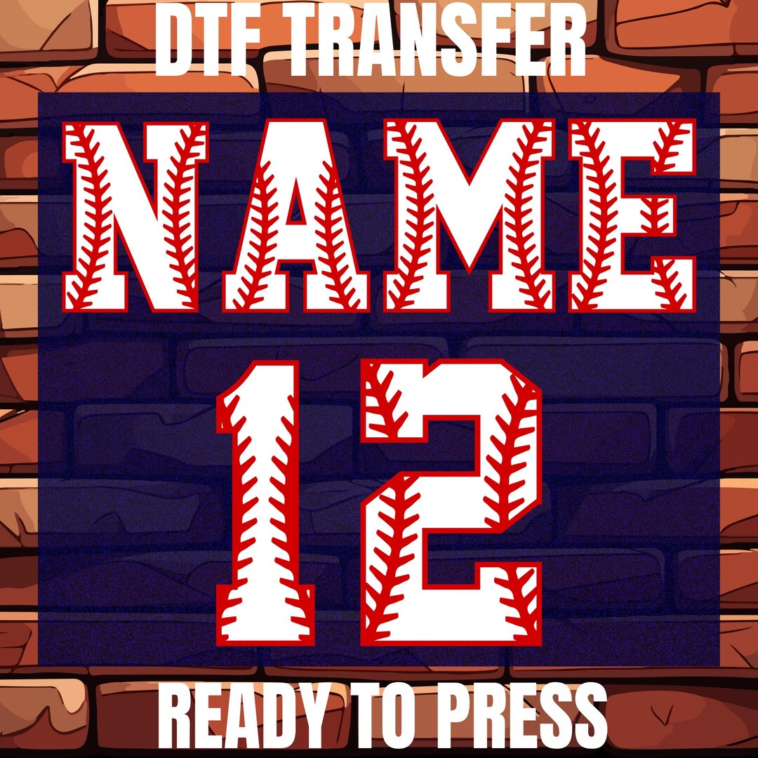 Custom Baseball Name and Number Ready to Press, Baseball Heat Transfer ...