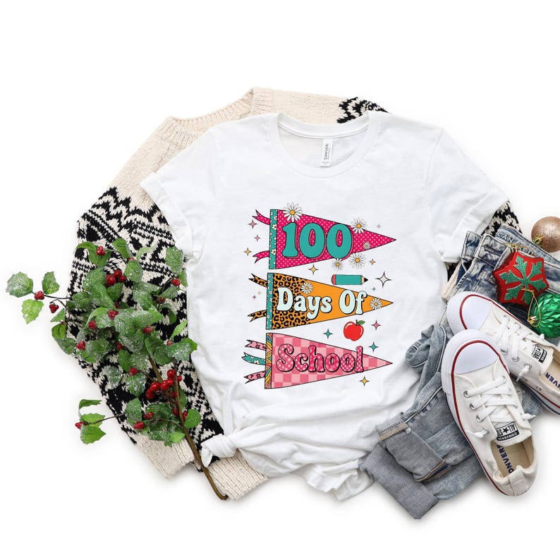 Preppy 100 Days of School DTF Heat Transfer: Happy 100th Days Kids and ...