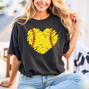 Distressed Softball Heart DTF, Ready to Press, Game Day Heat Transfer ...