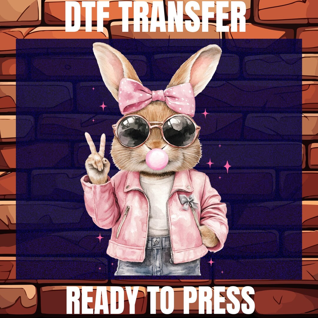 Easter Bunny Blowing Bubble Ready to Press, Bunny and Bubble Gum Easter ...