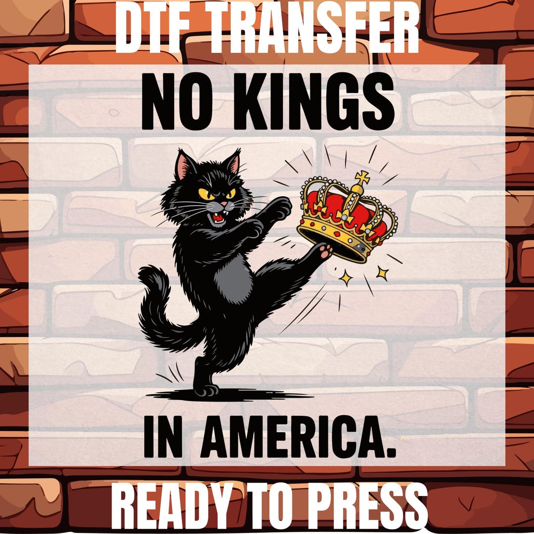 No Kings Cat DTF Heat Transfer: Funny Anti Trump Political Meme - Etsy