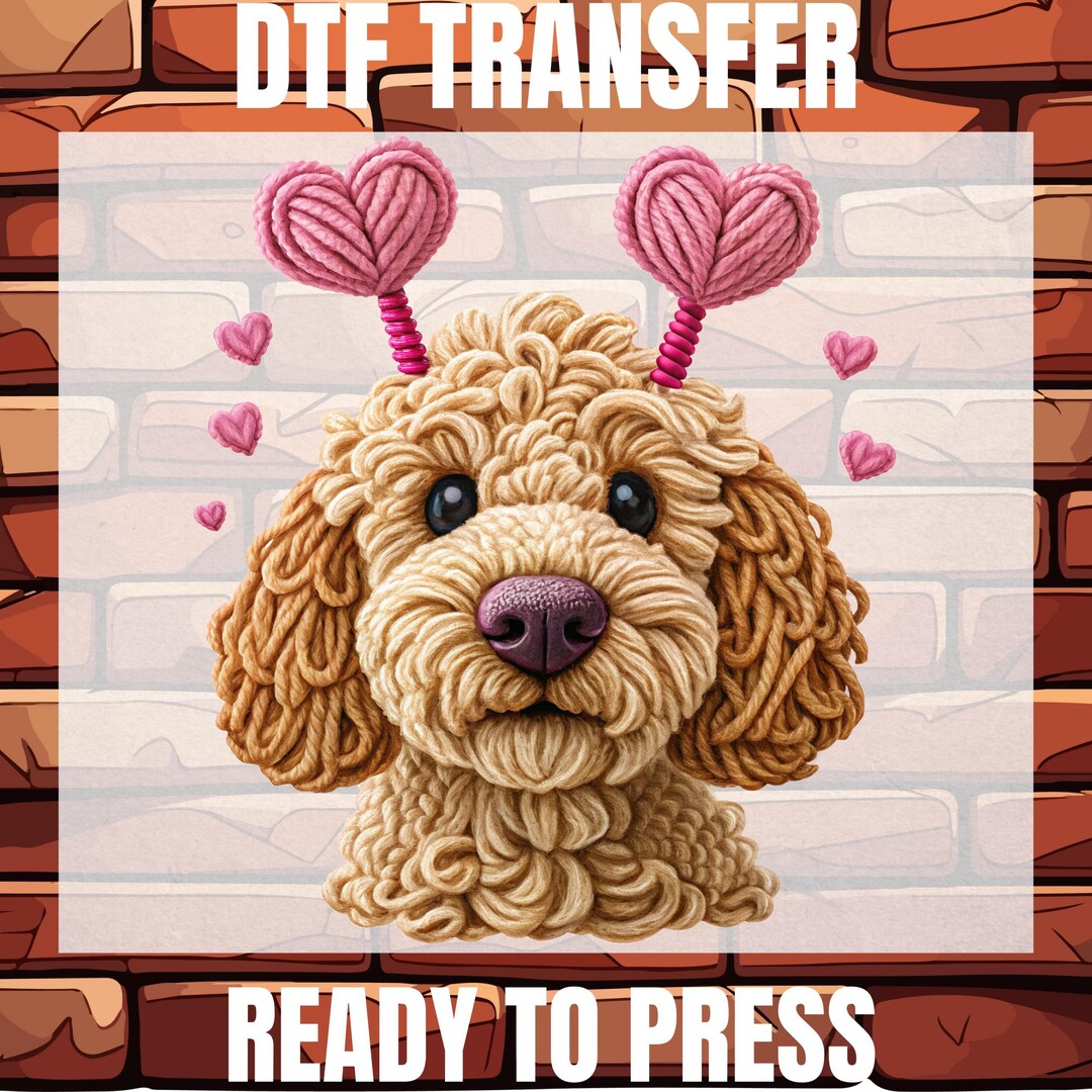 Faux Yarn Dog Valentines Day Goldendoodle Ready to Press: Dog Heart ...