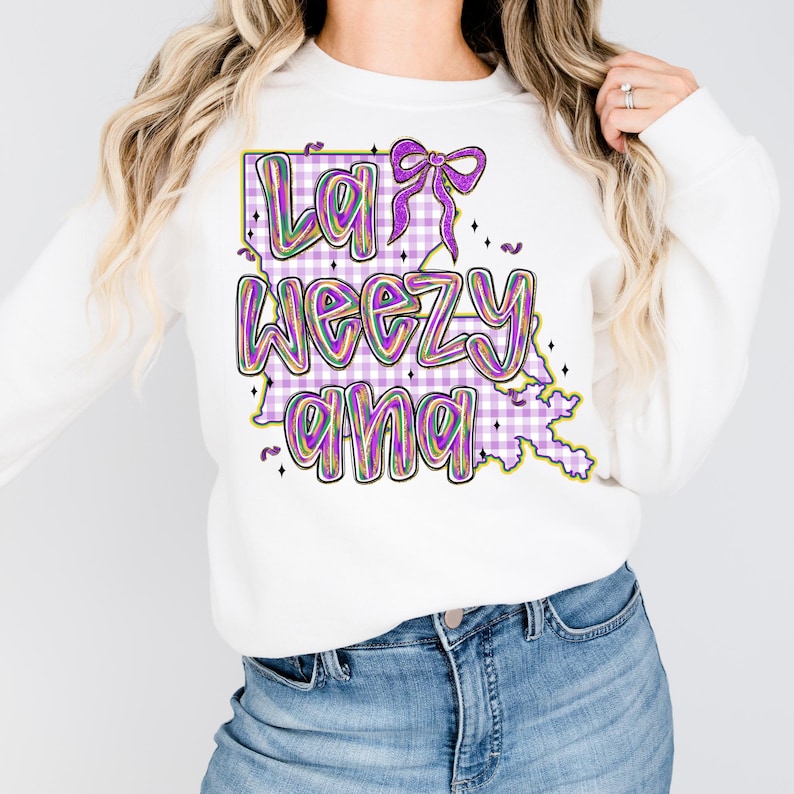 Brushstroke La Weezy Ana Louisiana Map DTF Heat Transfer: Glitter ...