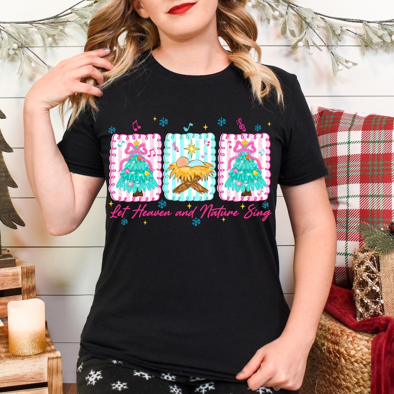 Christmas Nativity Bow Trees Heat Transfer, Ready to Press - Etsy